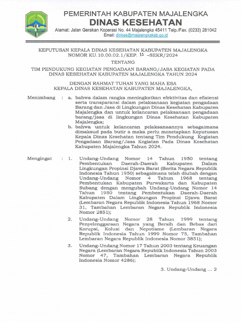 SK Tim Pendukung 2024 | PDF