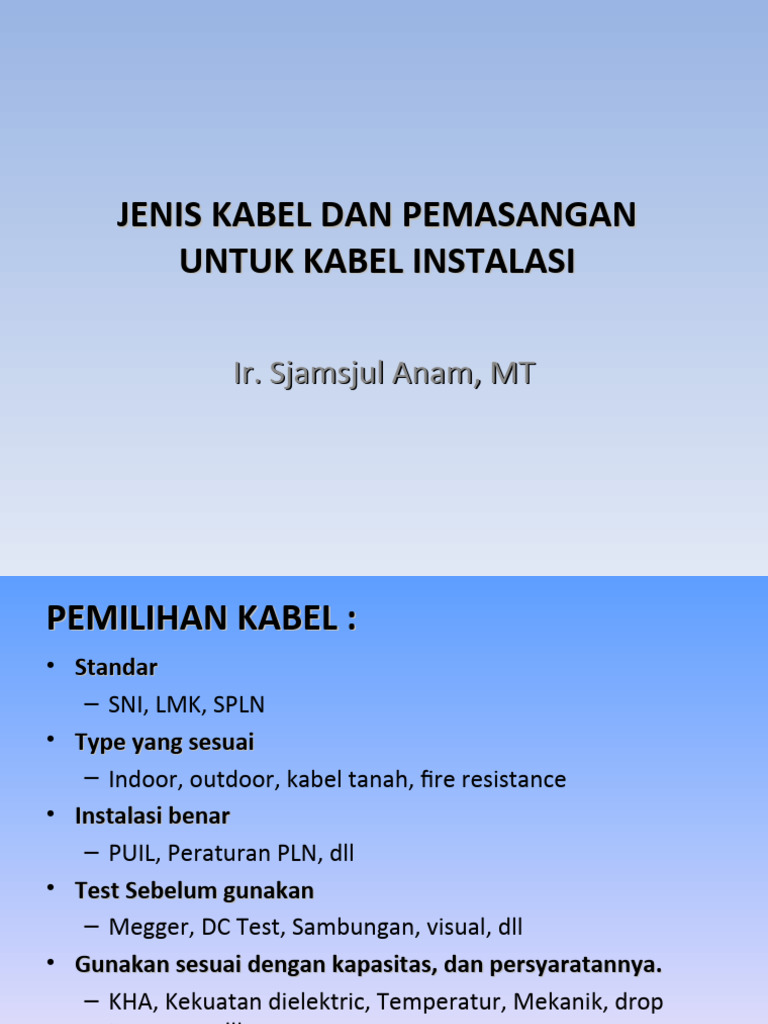 Type Kabel Dan Pemasangannya | PDF