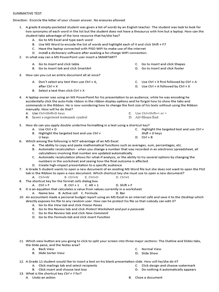 Summative Emp Tech.. | Download Free PDF | Spreadsheet | Microsoft Excel Summative Emp Tech.. | Download Free PDF | Spreadsheet | Microsoft Excel