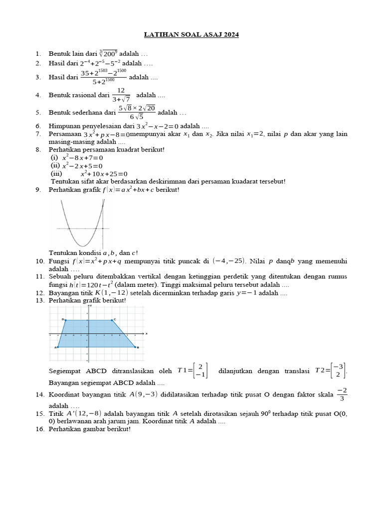 Latihan Soal Asaj 2024 | PDF