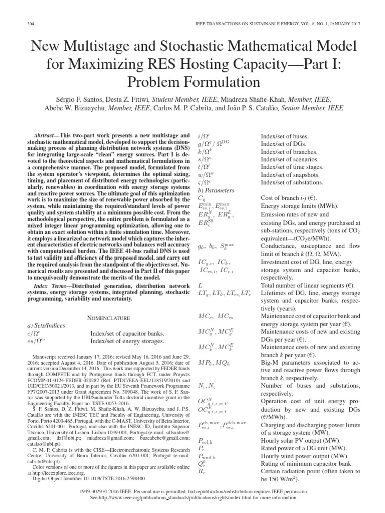 New Multistage and Stochastic Mathematical Model For Maximizing RES ...