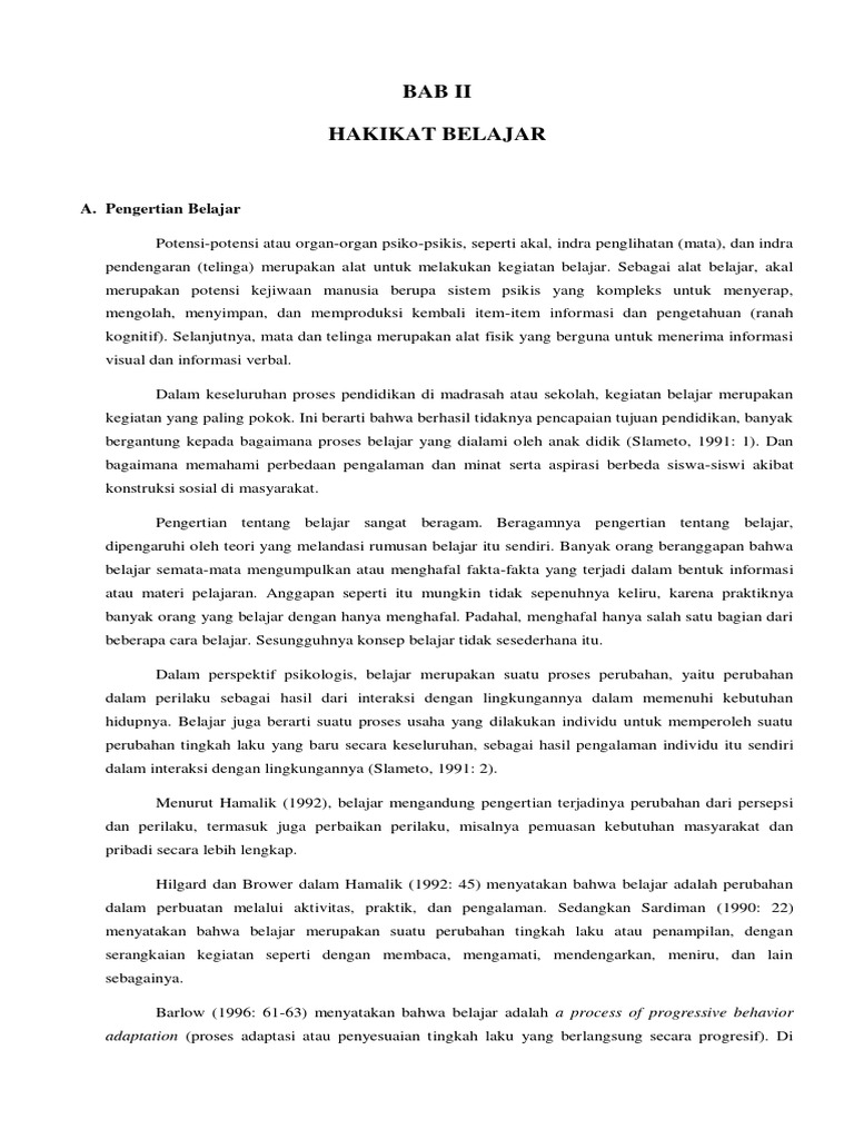BAB II Hakikat Belajar - Compressed | PDF