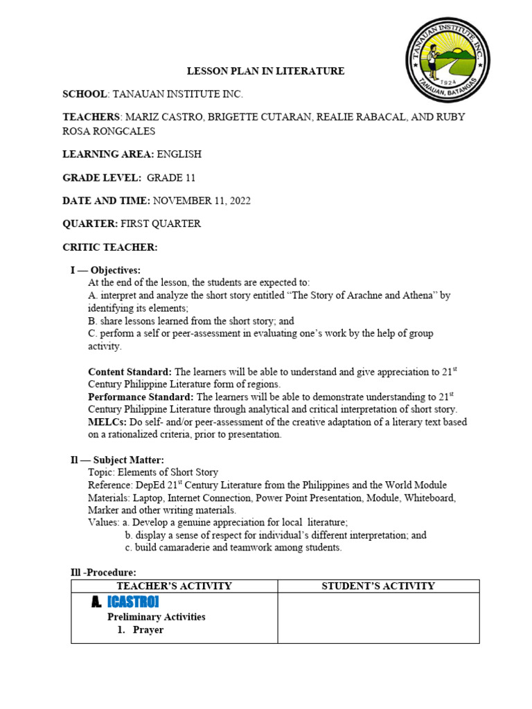 Ma'am Geraldine lesson plan | PDF | Poetry | Plot (Narrative)