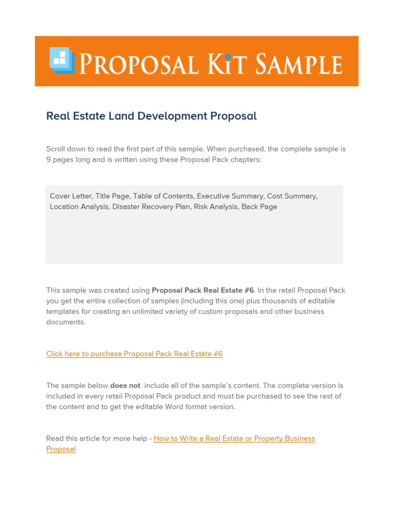 Real Estate Land Development Proposal | PDF