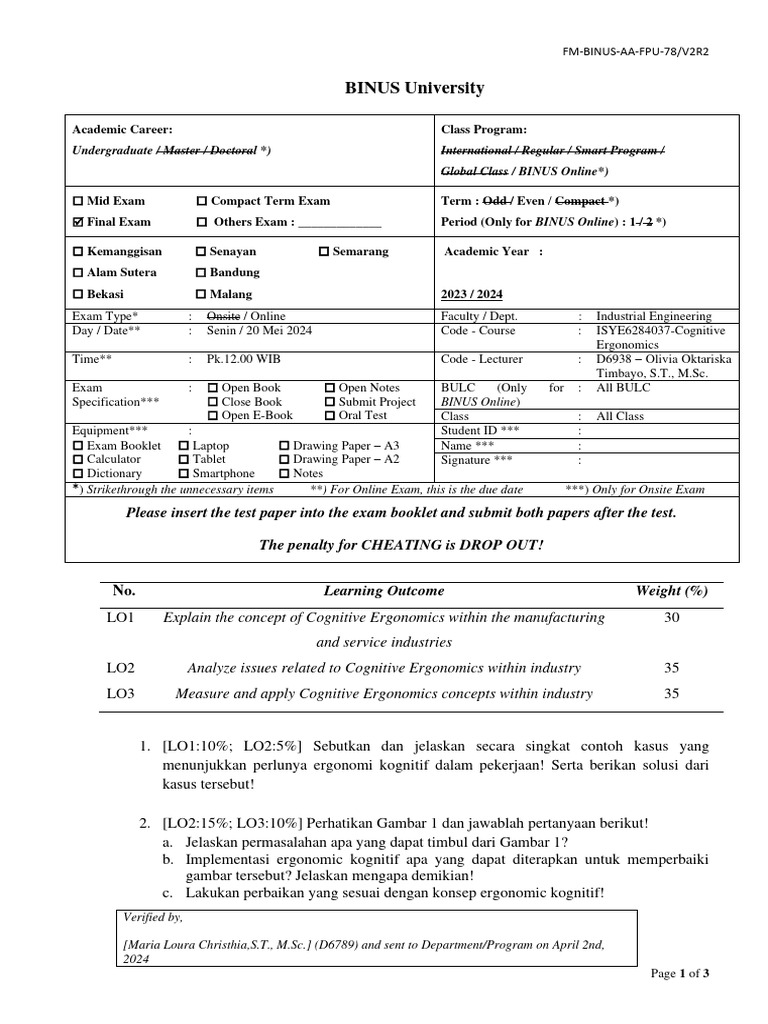 EMDB ISYE6284037 CognitiveErgonomics-Question | PDF