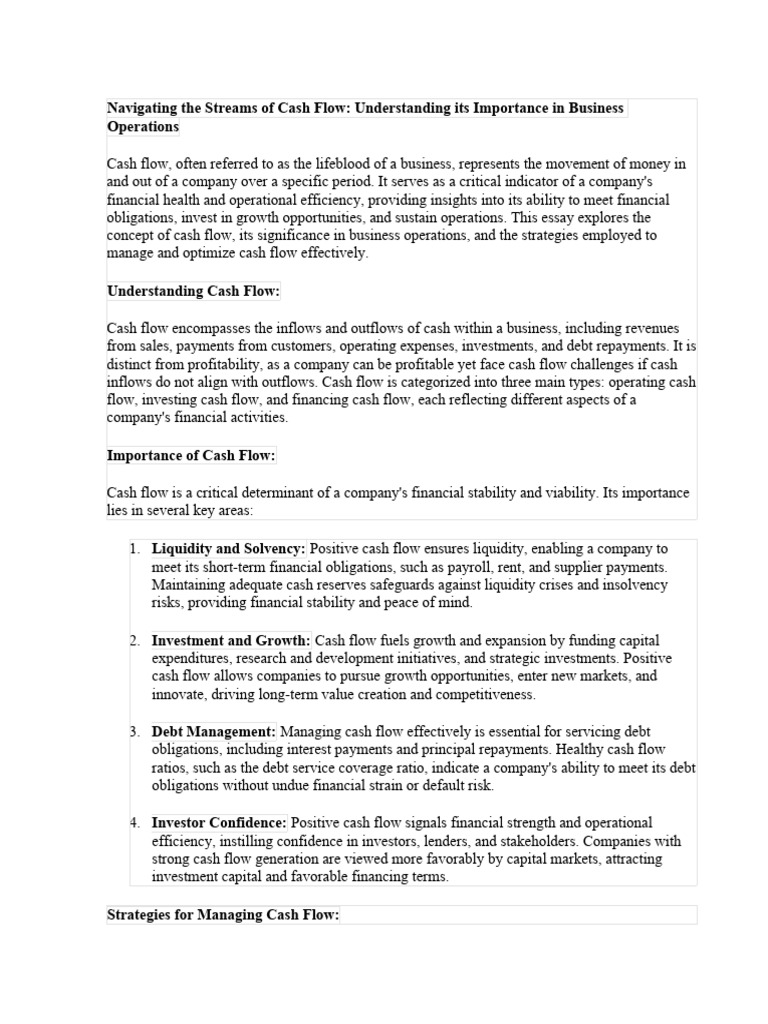 Navigating The Streams of Cash Flow | PDF | Debt | Expense