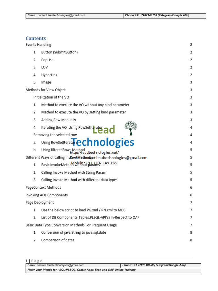 OAF Code Book | PDF | Pl/Sql | Computing