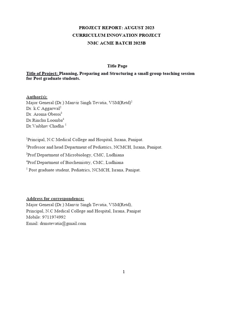 Small Group Teaching for Postgraduates | PDF | Learning | Pediatrics