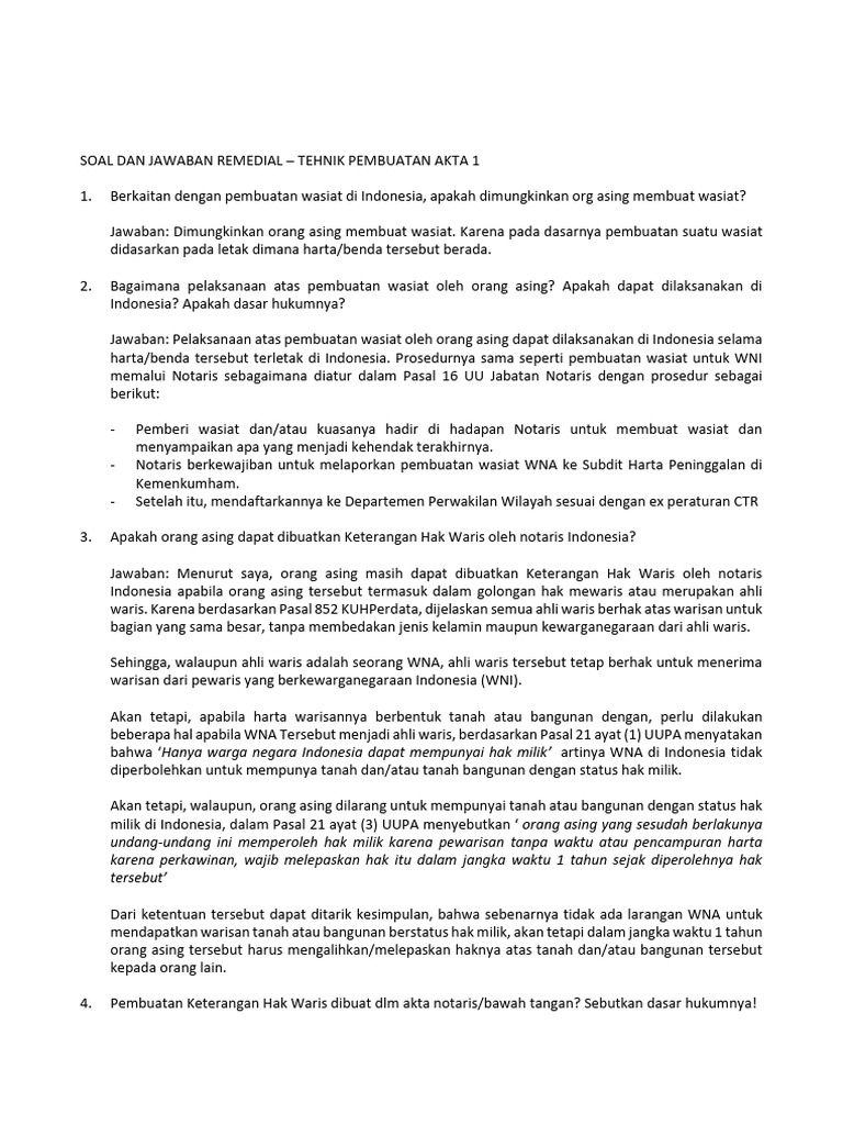 Soal Dan Jawaban Remedial - Tpa 1 | PDF