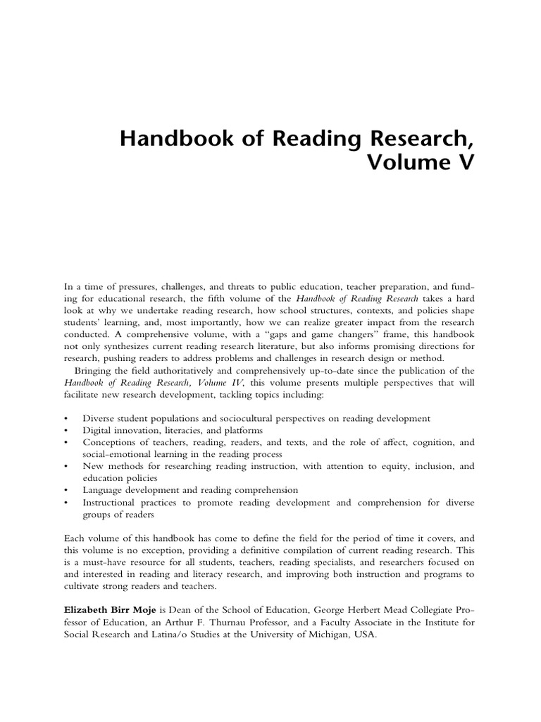 Handbook of Reading | PDF | Reading Comprehension | Literacy