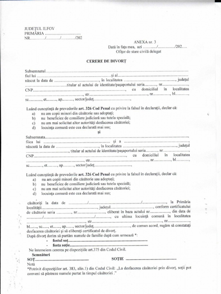 Model Cerere Divort 1 | PDF
