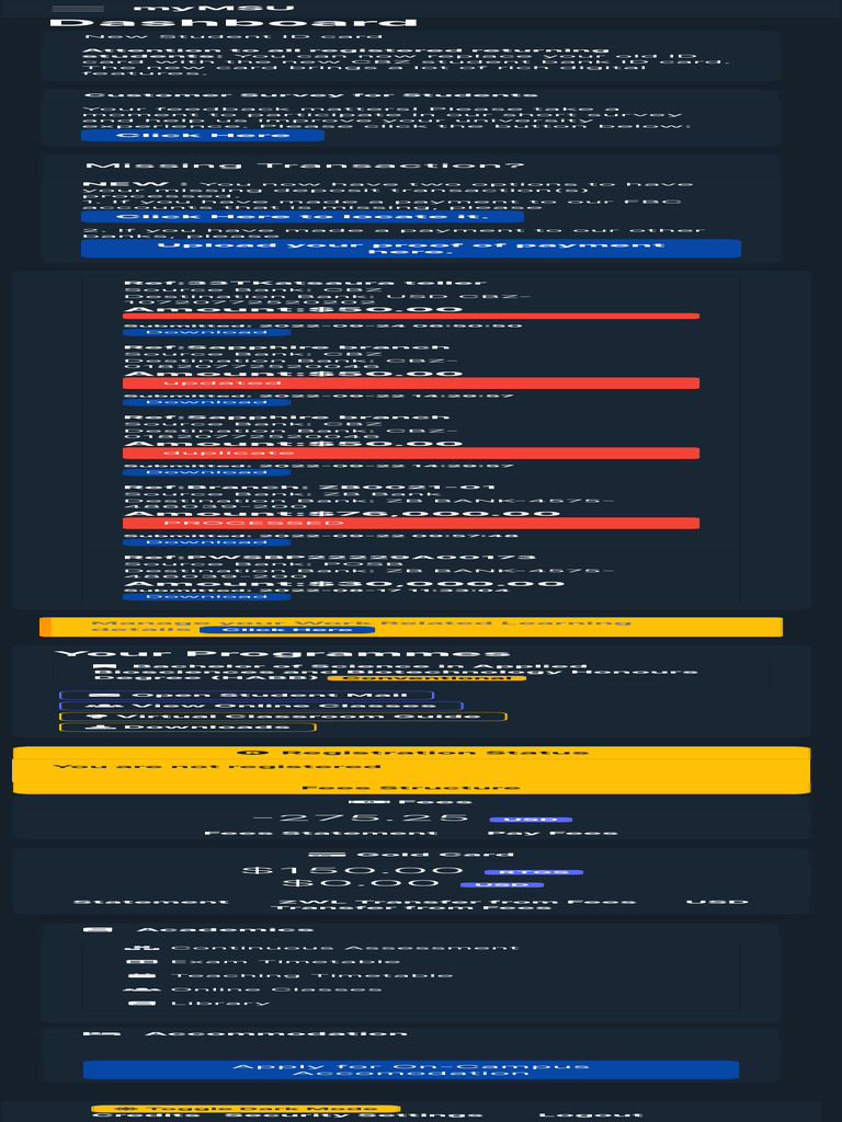 MyMSU Dashboard | PDF | Banks | Educational Technology