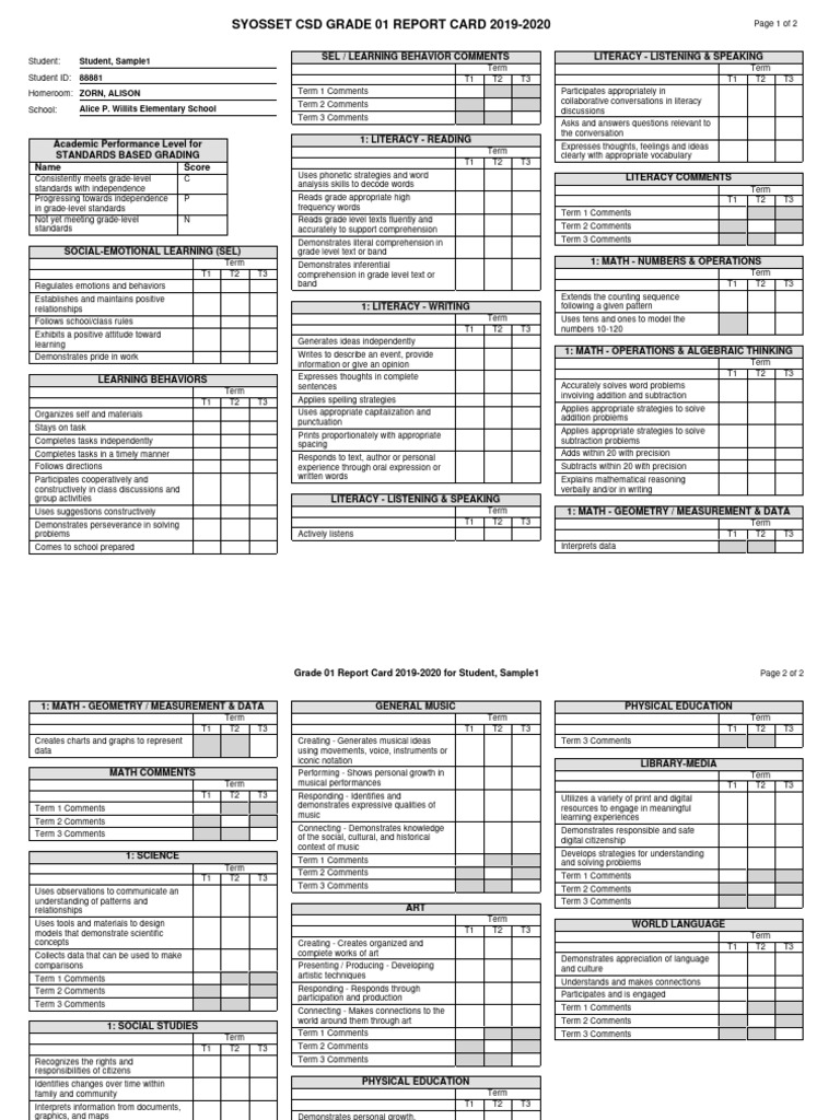 Grade 1 Report Card Summary | PDF | Reading Comprehension | Mathematics