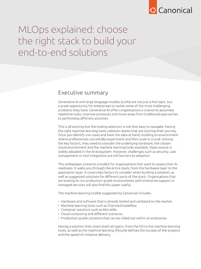 Canonical MLOps Toolkit | PDF | Cloud Computing | Machine Learning Canonical MLOps Toolkit | PDF | Cloud Computing | Machine Learning