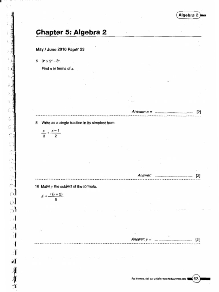 Algebra 2 Worksheet | PDF