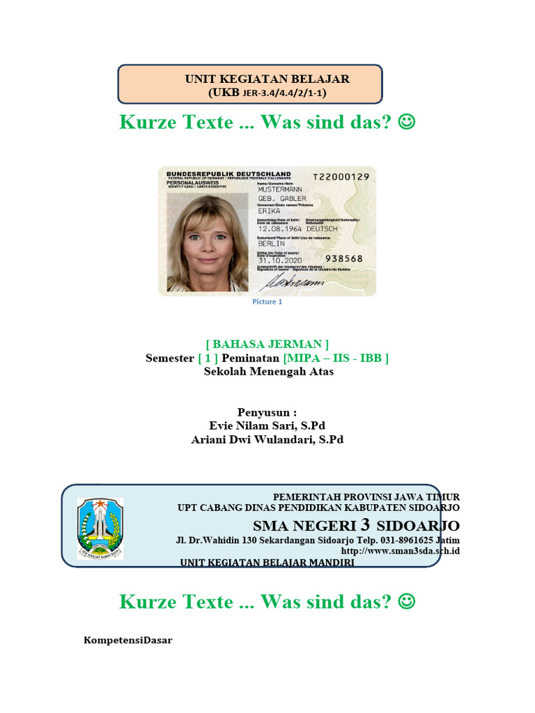 Ukbm Sem 2 Kurze Texte (Ausweis) DEUTSCH Selesai | PDF Ukbm Sem 2 Kurze Texte (Ausweis) DEUTSCH Selesai | PDF