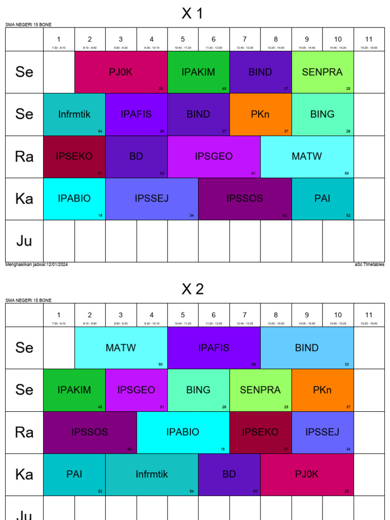 Jadwal Genap 23.24 Kelas | PDF