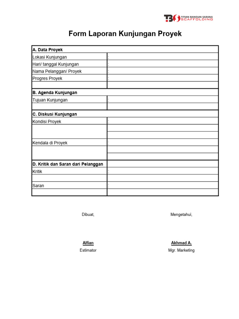 Laporan Kunjungan Proyek Terbaru | PDF | Bisnis