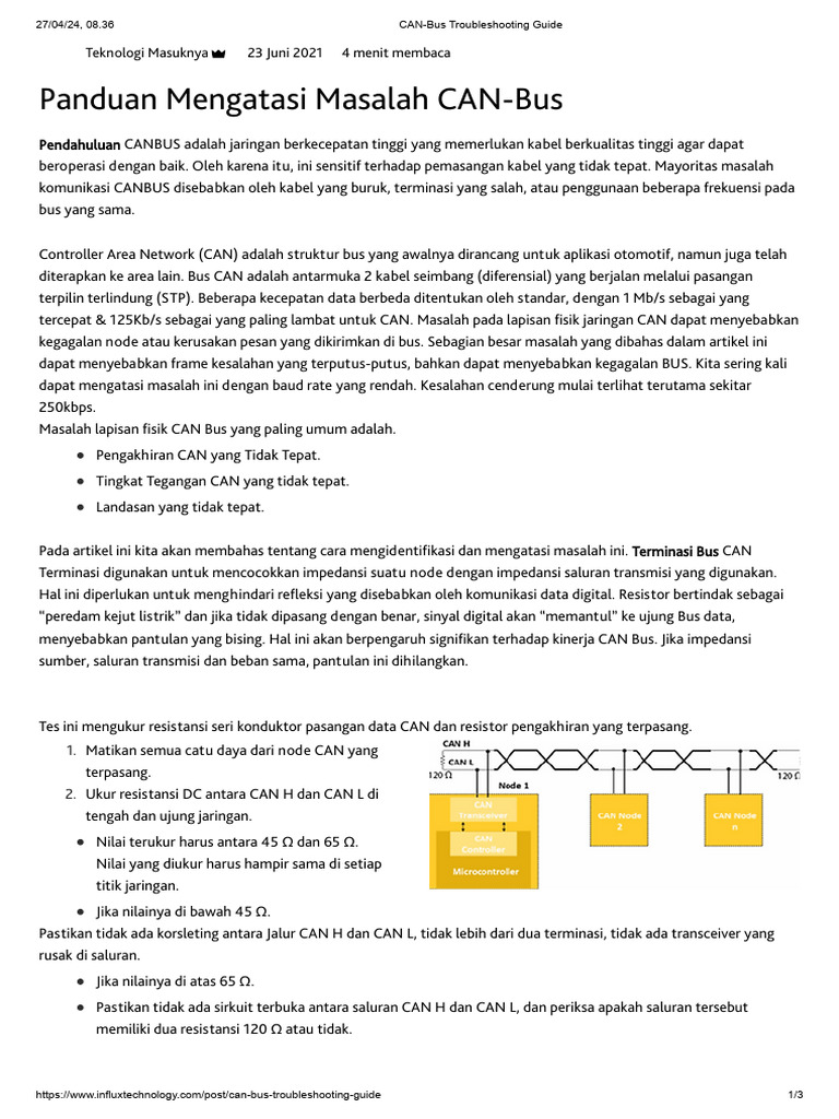 CAN-Bus Troubleshooting Guide | PDF | Teknologi & Rekayasa CAN-Bus Troubleshooting Guide | PDF | Teknologi & Rekayasa