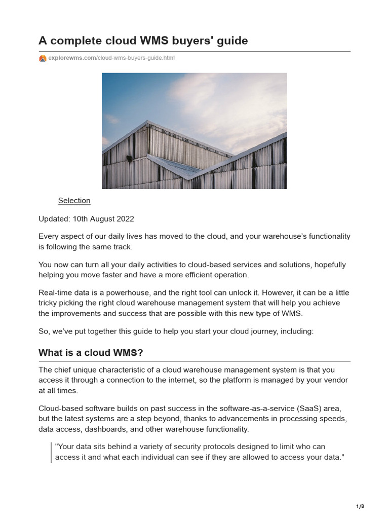 WMS-A Complete Cloud WMS Buyers Guide | PDF | Cloud Computing | Software As A Service
