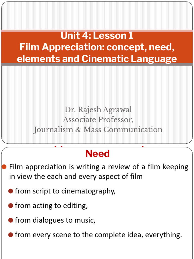 Film Appreciation-Elements and Cinematic Language | PDF ...