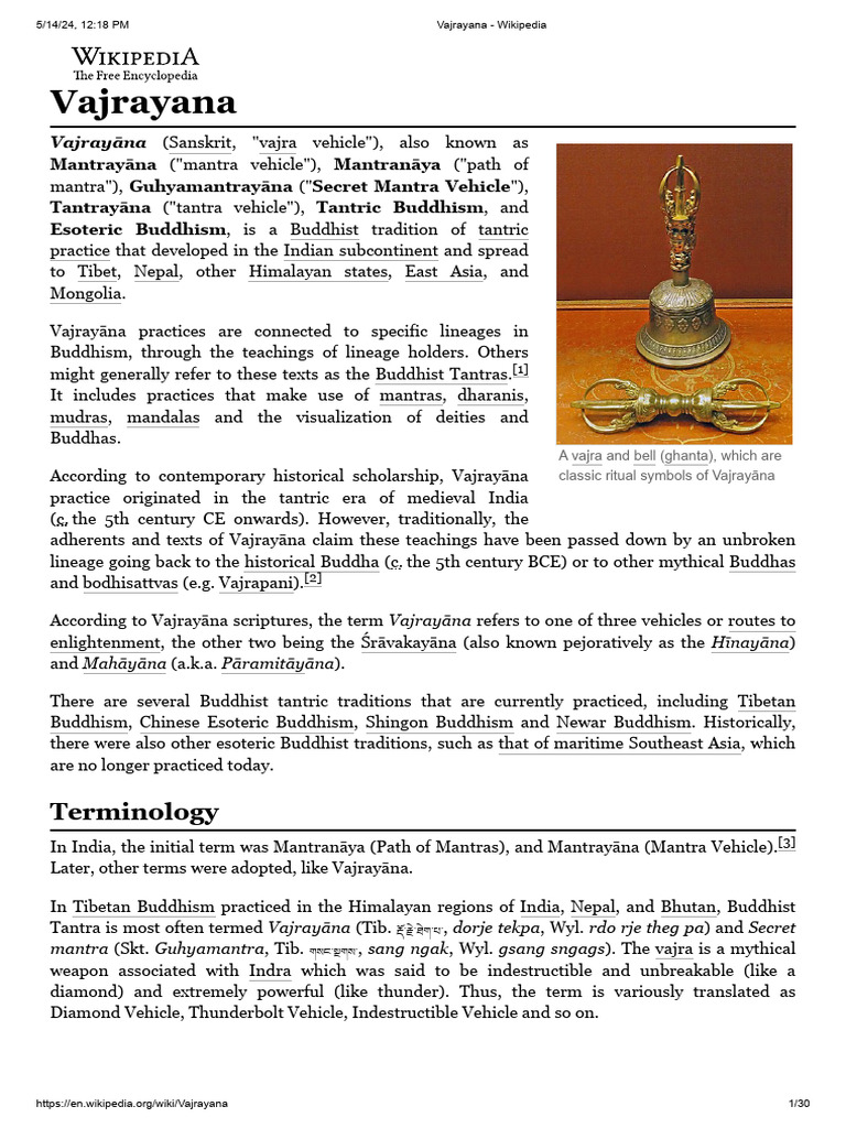 Vajrayana - Wikipedia | PDF | Vajrayana | Tibetan Buddhism