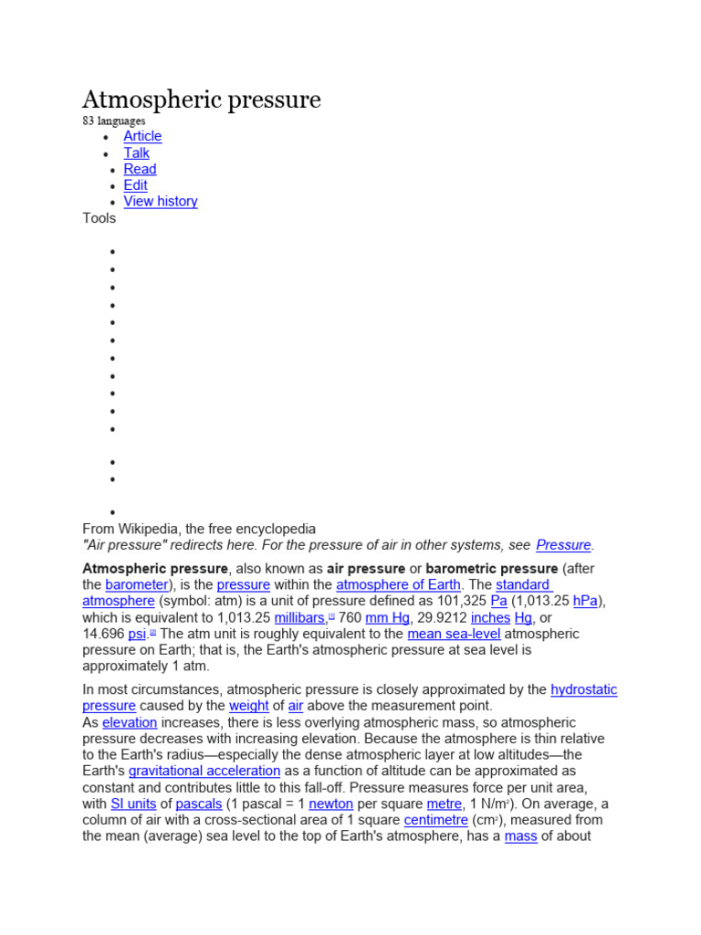 Atmospheric Pressure | Download Free PDF | Atmospheric Pressure | Pascal (Unit)