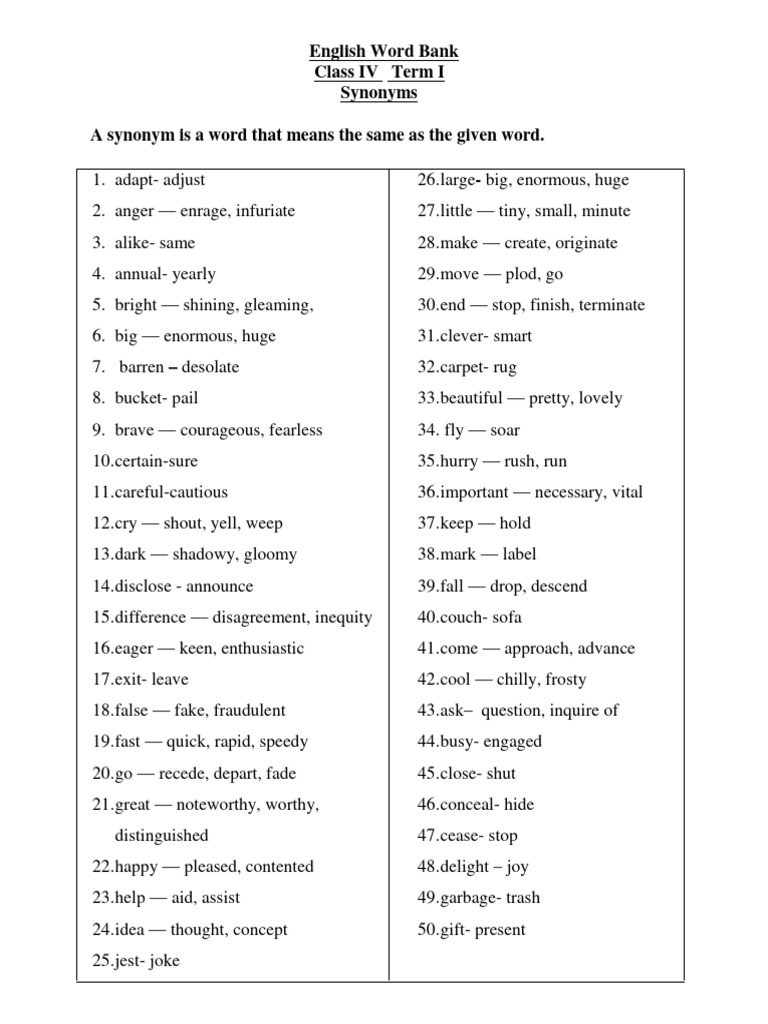 Word_Bank_class_4 | PDF | Proverb