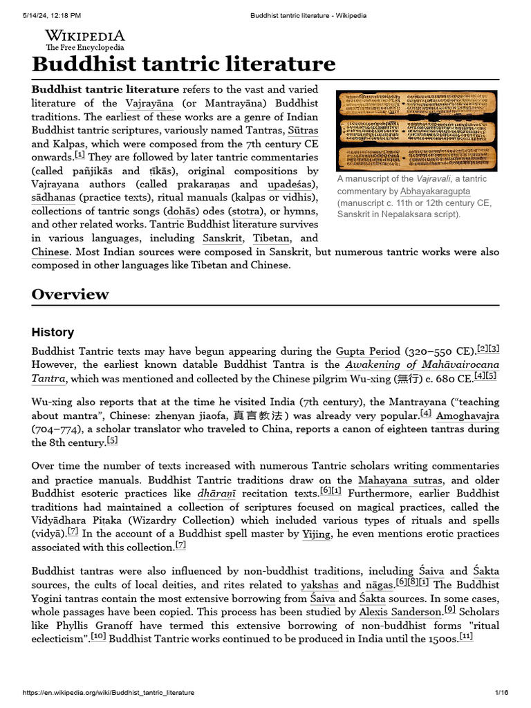 Buddhist Tantric Literature - Wikipedia | PDF | Vajrayana | Tibetan ...