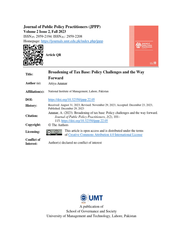 Broadening of Tax Base: Policy Challenges and The Way Forward | PDF ...