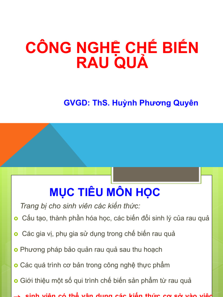 BÀI 1-CNCB Rau Qua G I SV | PDF