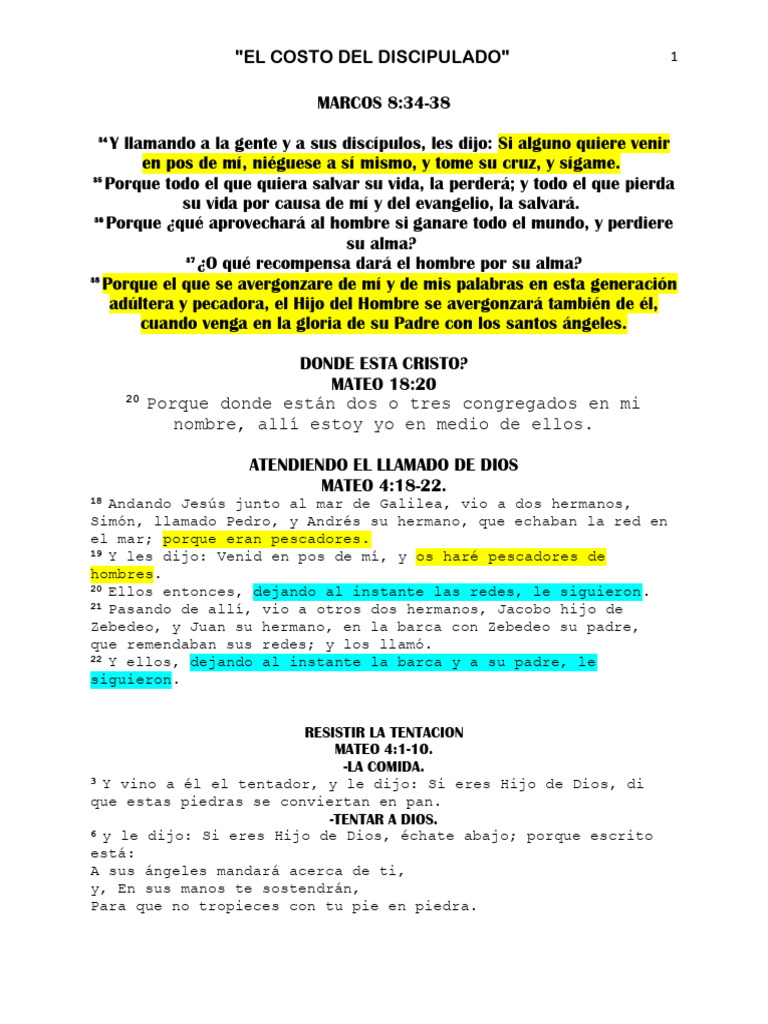 El Costo Del Discipulado | PDF | Evangelio de Mateo | Juan el apóstol