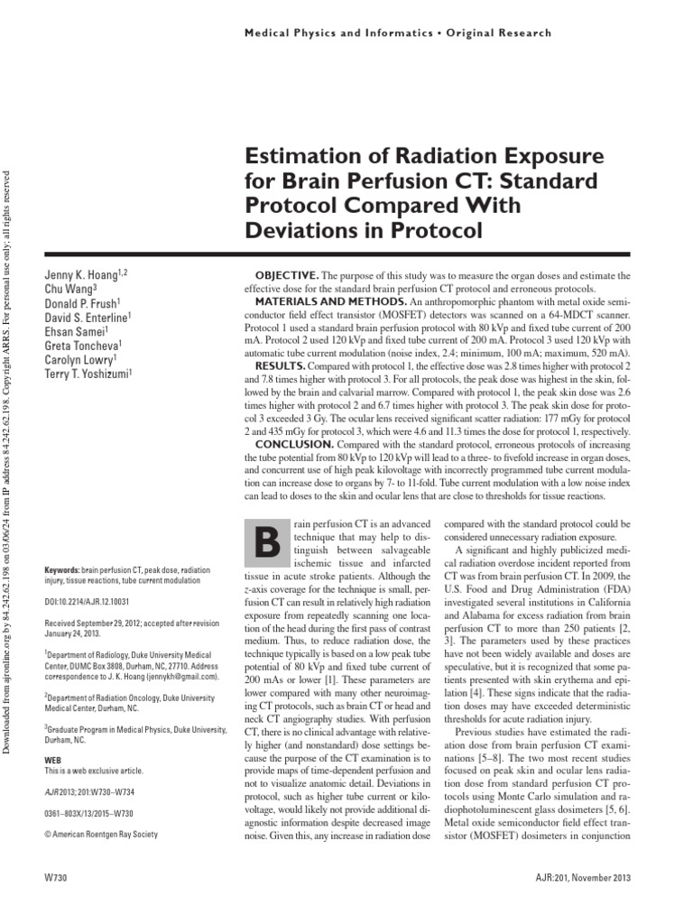 Hoang Et Al 2013 Estimation of Radiation Exposure For Brain Perfusion ...