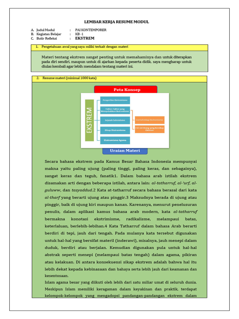 Lembar Kerja Resume Modul KB-1 | PDF Lembar Kerja Resume Modul KB-1 | PDF