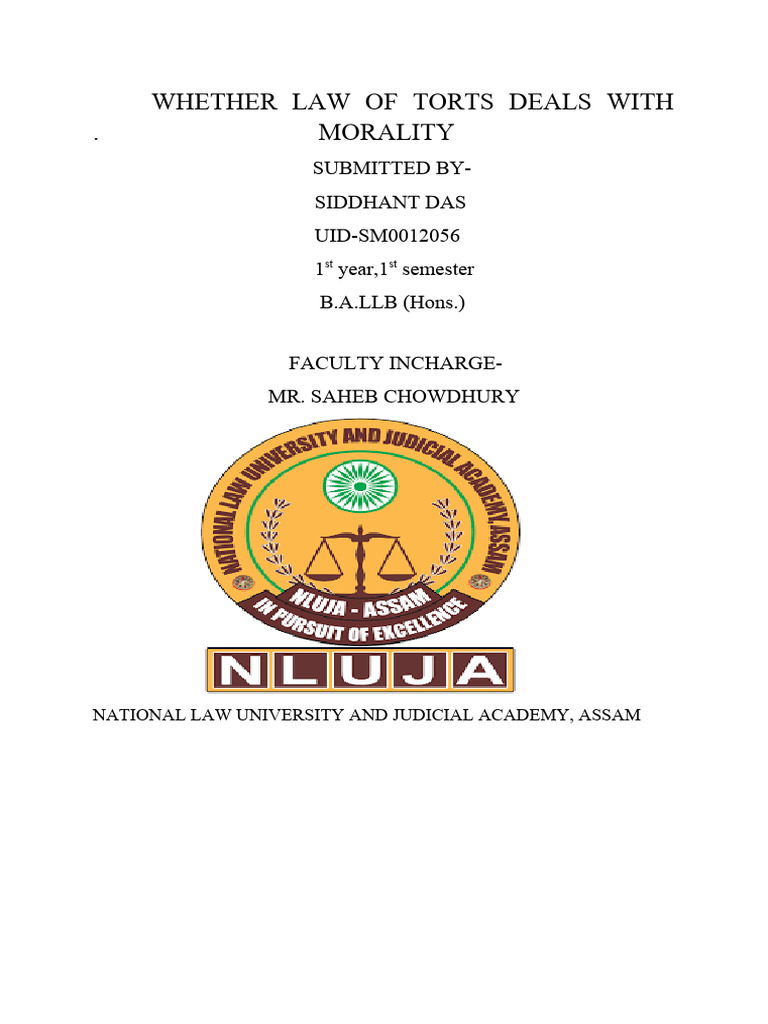 Law of Torts and Motor Vehicles Act Assignment 2 | PDF | Tort | Morality