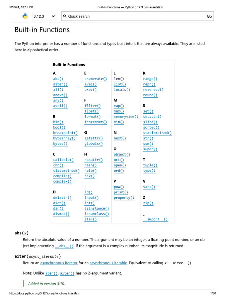 Built in Functions | PDF
