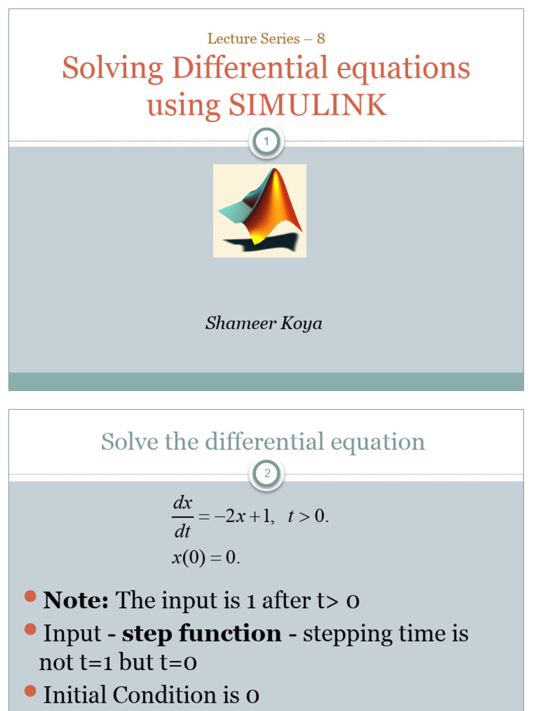 Solving Differential Equations Using SIMULINK | Download Free PDF ... Solving Differential Equations Using SIMULINK | Download Free PDF ...