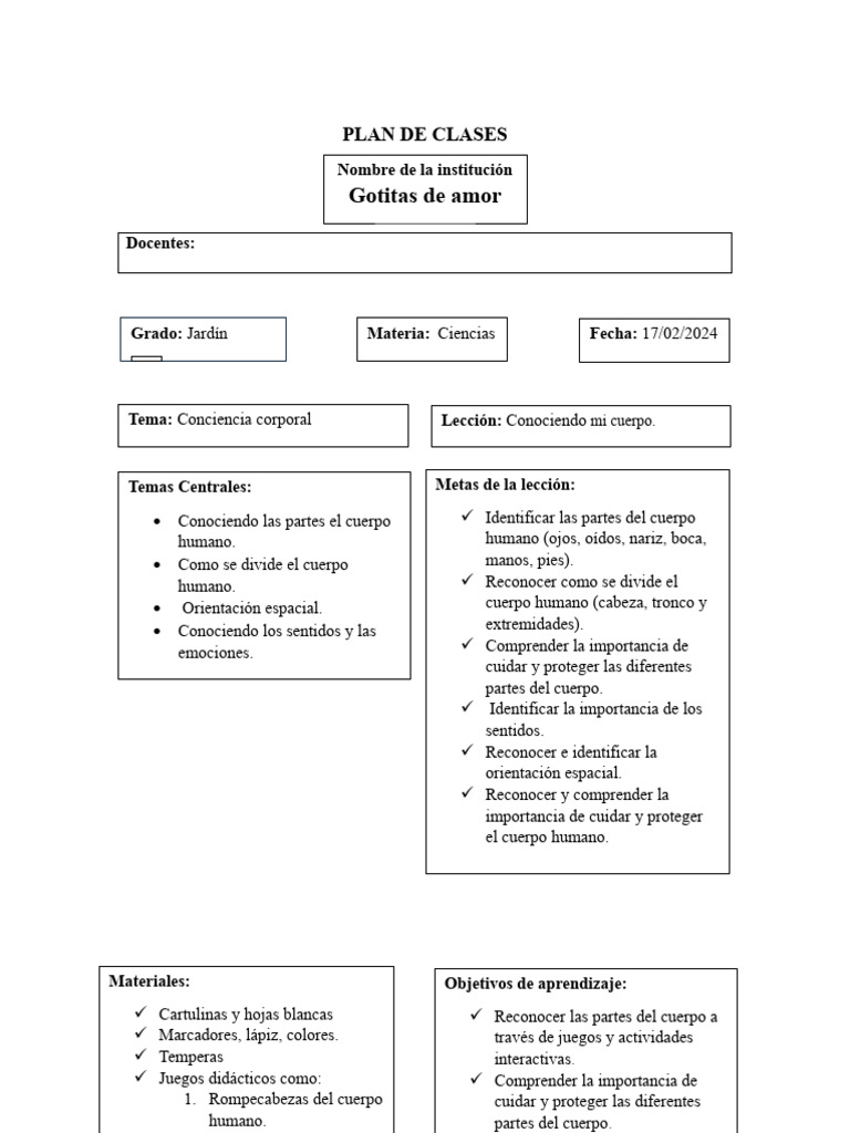 Plan de Clases. | PDF