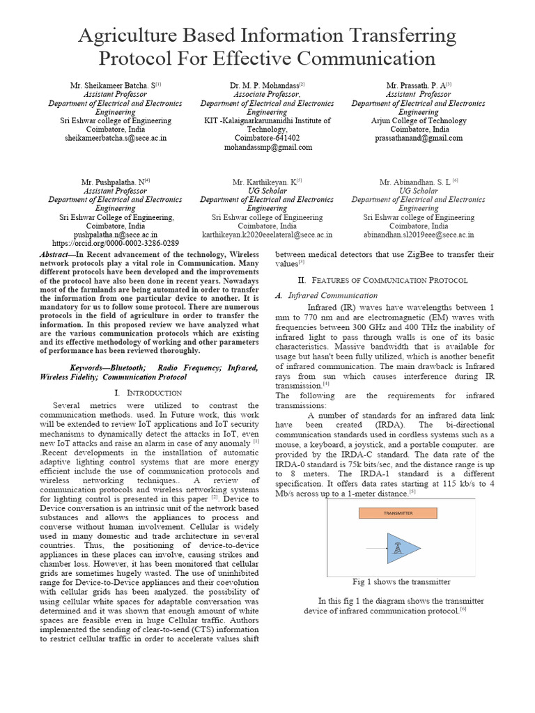 Review Of Communication Systems Camera Ready Paper Pdf Bluetooth