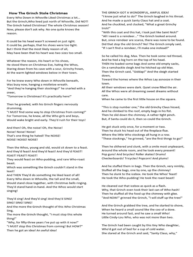How The Grinch Stole Christmas | PDF | Dr. Seuss