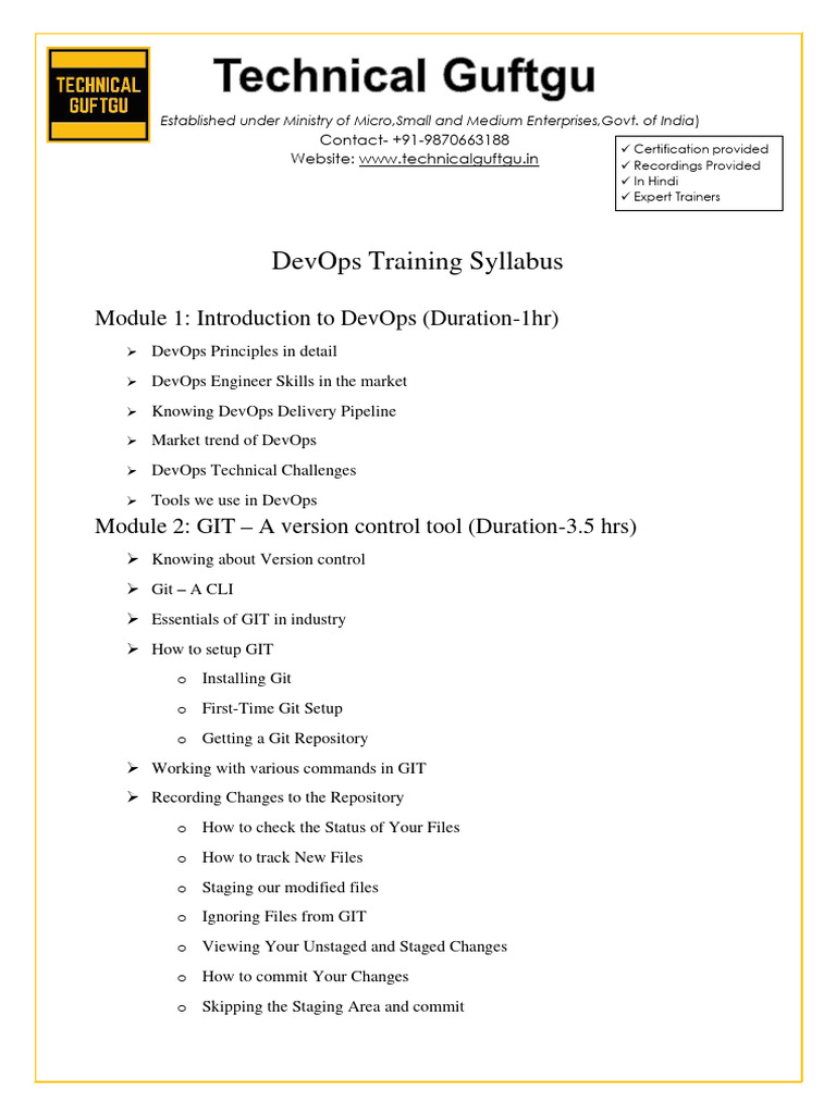 Devops Course Content | PDF | Version Control | Computer Engineering