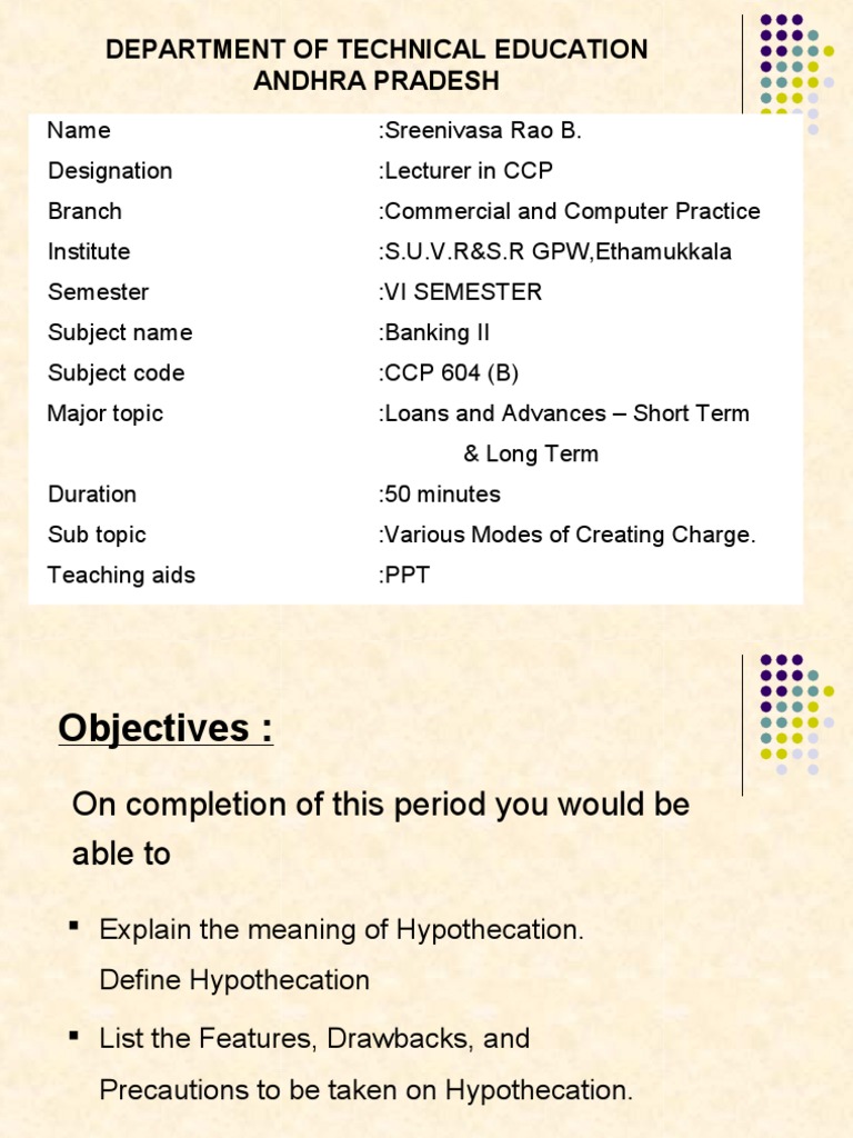 Understanding Hypothecation in Banking | PDF | Loans | Banks