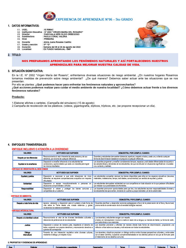 Experiencia de Aprendizaje 06 | PDF | Decimal | Números