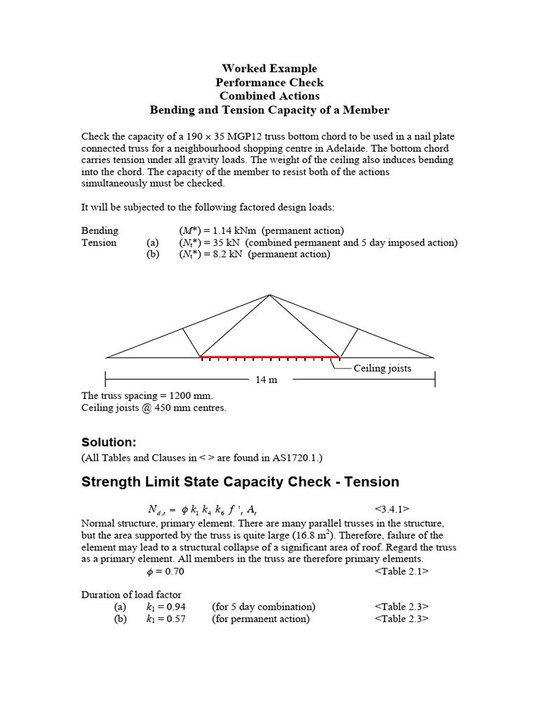 Workedexamplewood 1 | PDF | Truss | Bending