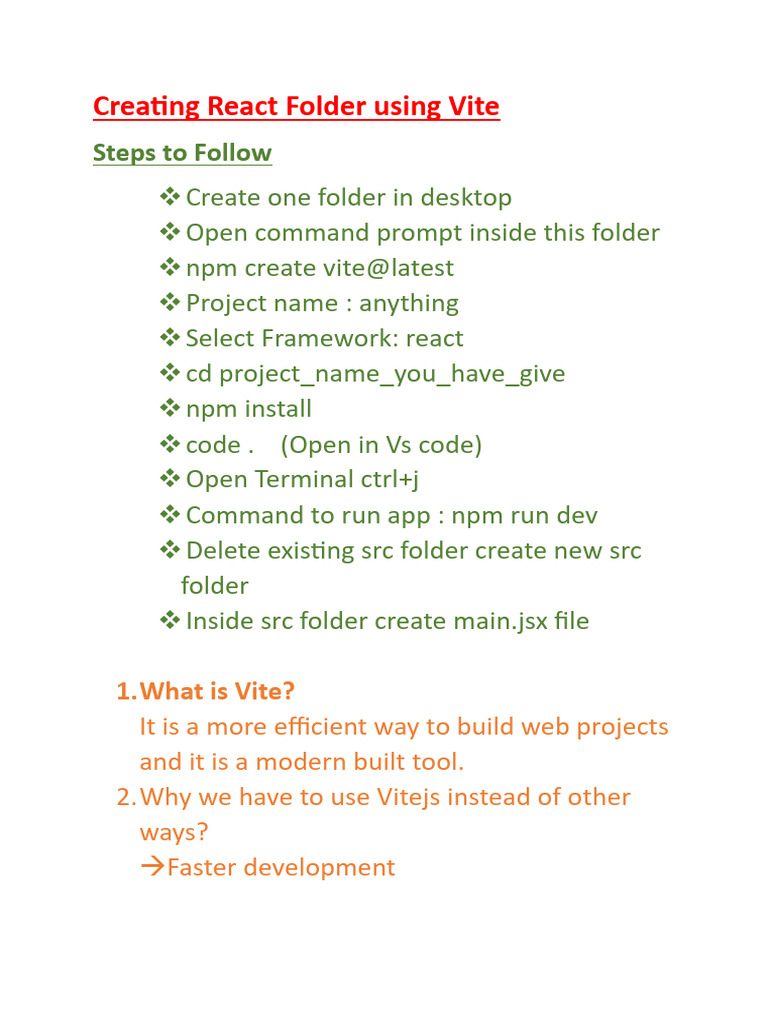 Creating React Folder Using Vite | PDF Creating React Folder Using Vite | PDF