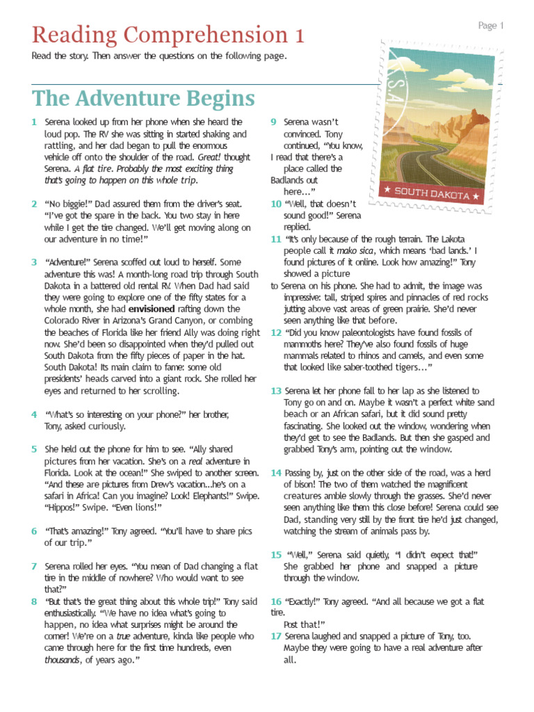 reading-comprehension-the-adventure-begins | PDF