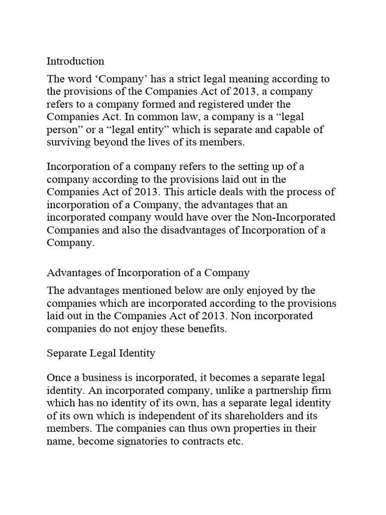 Incorporation Process of Companies Explained | PDF | Companies ...