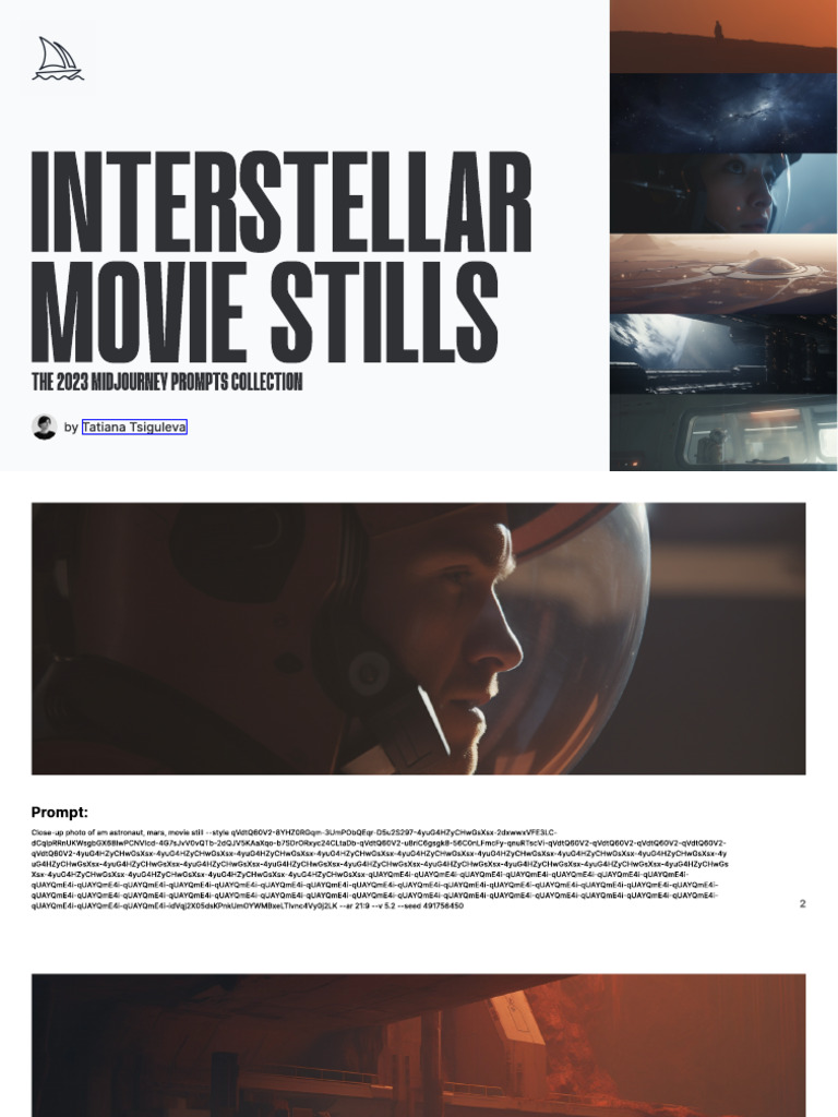 The 2023 Midjourney Prompts Collection Interstellar Movie Stills by Ciguleva | PDF | Space ...