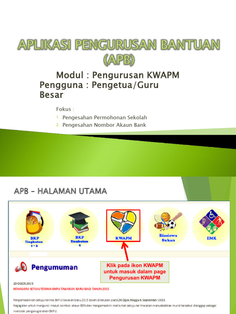 1 Manual Pengguna APB KWAPM Pemohon KWAPM Pengetua & Guru Besar | PDF | Pengelolaan Keuangan & Uang