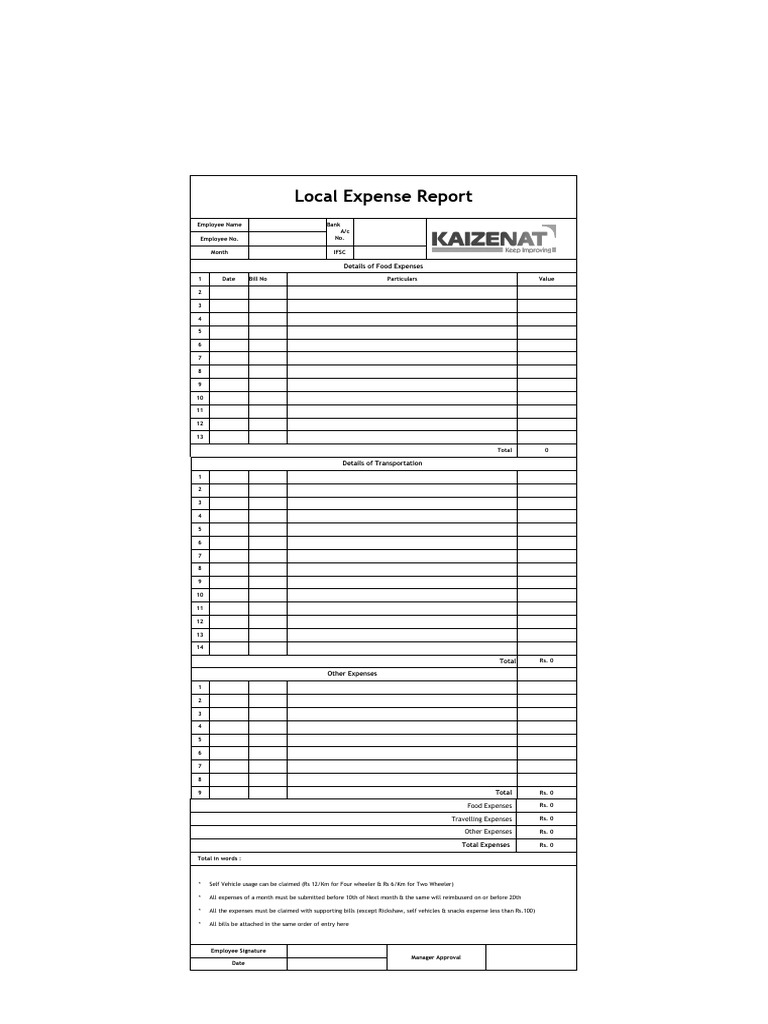 Local Expense Sheet | PDF